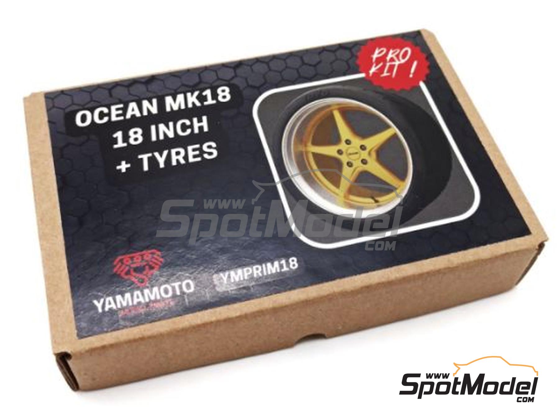 Yamamoto Model Parts YMPRIM18: Rims and tyres set 1/24 scale - Ocean MK18 18 inches - 4 units ...